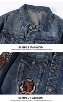 China Blue Blue Fabric Hem Embroidered french workwear jacket wholesale Long Sleeve Polyester 19% Custom (JK537) for sale