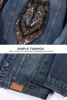 China Blue Blue Fabric Hem Embroidered french workwear jacket wholesale Long Sleeve Polyester 19% Custom (JK537) for sale