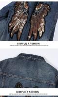 China Blue Blue Fabric Hem Embroidered french workwear jacket wholesale Long Sleeve Polyester 19% Custom (JK537) for sale