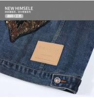China Blue Blue Fabric Hem Embroidered french workwear jacket wholesale Long Sleeve Polyester 19% Custom (JK537) for sale