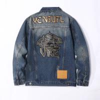 China Solid Color Blue Fabric Hem Embroidered french workwear jacket wholesale Solid Color Youth Trend Custom (JK535) for sale