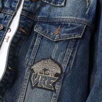 China Solid Color Blue Fabric Hem Embroidered french workwear jacket wholesale Solid Color Youth Trend Custom (JK535) for sale