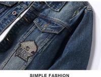 China Solid Color Blue Fabric Hem Embroidered french workwear jacket wholesale Solid Color Youth Trend Custom (JK535) for sale
