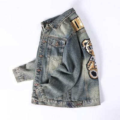 China Daily Embroidered Youth Trend biker jacket wholesale Long Sleeve Vintage Color Custom (JK532) for sale