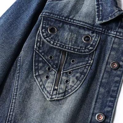 China Single Breasted Blue Solid Color Long Sleeve french workwear jacket wholesale Polyester 19% Urban Fashion Custom (JK525) for sale