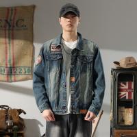 China Blue Blue Daily Long Sleeve french workwear jacket wholesale Urban Fashion Single Breasted Custom (JK549) for sale