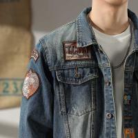 China Blue Blue Daily Long Sleeve french workwear jacket wholesale Urban Fashion Single Breasted Custom (JK549) for sale