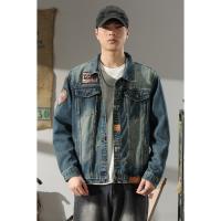China Blue Blue Daily Long Sleeve french workwear jacket wholesale Urban Fashion Single Breasted Custom (JK549) for sale