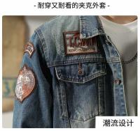China Blue Blue Daily Long Sleeve french workwear jacket wholesale Urban Fashion Single Breasted Custom (JK549) for sale