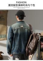 China Blue Blue Daily Long Sleeve french workwear jacket wholesale Urban Fashion Single Breasted Custom (JK549) for sale
