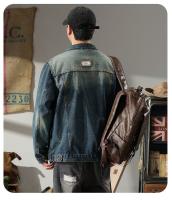 China Blue Blue Daily Long Sleeve french workwear jacket wholesale Urban Fashion Single Breasted Custom (JK549) for sale