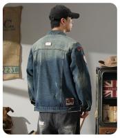 China Blue Blue Daily Long Sleeve french workwear jacket wholesale Urban Fashion Single Breasted Custom (JK549) for sale