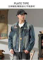 China Blue Blue Daily Long Sleeve french workwear jacket wholesale Urban Fashion Single Breasted Custom (JK549) for sale