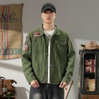China Daily Cotton 100% Long Sleeve mens denim jacket wholesale Urban Fashion Brown Army Green Custom (JK556) for sale