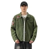 China Daily Cotton 100% Long Sleeve mens denim jacket wholesale Urban Fashion Brown Army Green Custom (JK556) for sale