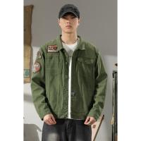 China Daily Cotton 100% Long Sleeve mens denim jacket wholesale Urban Fashion Brown Army Green Custom (JK556) for sale
