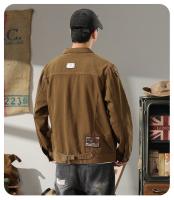 China Daily Cotton 100% Long Sleeve mens denim jacket wholesale Urban Fashion Brown Army Green Custom (JK556) for sale