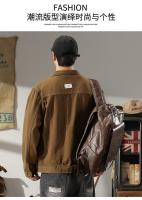 China Daily Cotton 100% Long Sleeve mens denim jacket wholesale Urban Fashion Brown Army Green Custom (JK556) for sale