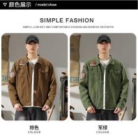 China Daily Cotton 100% Long Sleeve mens denim jacket wholesale Urban Fashion Brown Army Green Custom (JK556) for sale