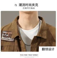 China Daily Cotton 100% Long Sleeve mens denim jacket wholesale Urban Fashion Brown Army Green Custom (JK556) for sale