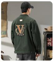 China Dark Green Embroidered Cotton 100% biker jacket wholesale Long Sleeve Urban Fashion Custom (JK544) for sale