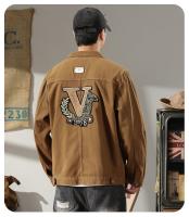 China Dark Green Embroidered Cotton 100% biker jacket wholesale Long Sleeve Urban Fashion Custom (JK544) for sale