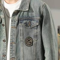 China Fabric Hem Embroidered Long Sleeve biker jacket wholesale Vintage Color Polyester 19% Custom (JK536) for sale