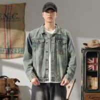 China Fabric Hem Embroidered Long Sleeve biker jacket wholesale Vintage Color Polyester 19% Custom (JK536) for sale