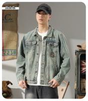 China Fabric Hem Embroidered Long Sleeve biker jacket wholesale Vintage Color Polyester 19% Custom (JK536) for sale