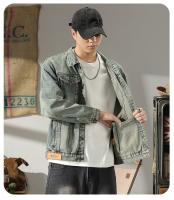 China Fabric Hem Embroidered Long Sleeve biker jacket wholesale Vintage Color Polyester 19% Custom (JK536) for sale