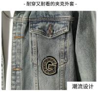 China Fabric Hem Embroidered Long Sleeve biker jacket wholesale Vintage Color Polyester 19% Custom (JK536) for sale