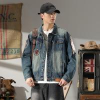 China Single Breasted Blue Fabric Hem Long Sleeve french workwear jacket wholesale Polyester 19% Urban Fashion Custom (JK537) for sale