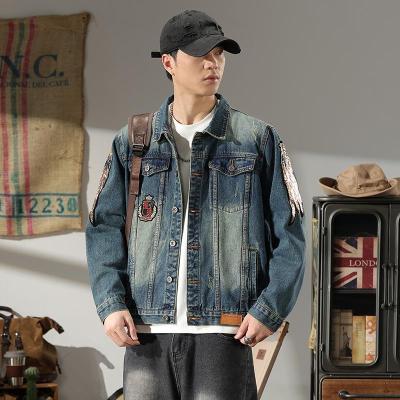 China Single Breasted Blue Fabric Hem Long Sleeve french workwear jacket wholesale Polyester 19% Urban Fashion Custom (JK537) for sale