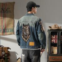 China Single Breasted Blue Fabric Hem Long Sleeve french workwear jacket wholesale Polyester 19% Urban Fashion Custom (JK537) for sale