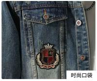 China Single Breasted Blue Fabric Hem Long Sleeve french workwear jacket wholesale Polyester 19% Urban Fashion Custom (JK537) for sale