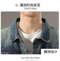 China Single Breasted Blue Fabric Hem Long Sleeve french workwear jacket wholesale Polyester 19% Urban Fashion Custom (JK537) for sale