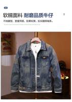 China Fabric Hem Blue Fabric Hem Embroidered french workwear jacket wholesale Long Sleeve Polyester 19% Custom (JK538) for sale
