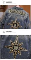 China Fabric Hem Blue Fabric Hem Embroidered french workwear jacket wholesale Long Sleeve Polyester 19% Custom (JK538) for sale