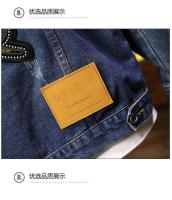 China Blue Embroidered Long Sleeve french workwear jacket wholesale Polyester 19% Urban Fashion Custom (JK541) for sale