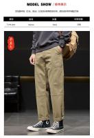 China Daily Mid Waist Solid Color cargo pants wholesale price Urban Fashion Khaki Dark Grey Custom (HY609) for sale