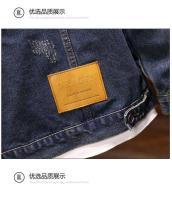 China Regular Blue Fabric Hem Embroidered french workwear jacket wholesale Youth Trend Long Sleeve Custom (JK535) for sale
