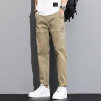 China Daily Mid Waist Grey Khaki mens pants wholesale Solid Color Youth Trend Custom (P376) for sale
