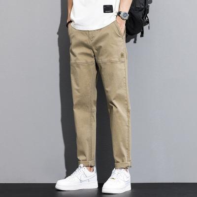 China Daily Mid Waist Grey Khaki mens pants wholesale Solid Color Youth Trend Custom (P376) for sale