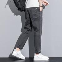 China Daily Mid Waist Grey Khaki mens pants wholesale Solid Color Youth Trend Custom (P376) for sale