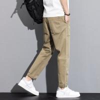 China Daily Mid Waist Grey Khaki mens pants wholesale Solid Color Youth Trend Custom (P376) for sale