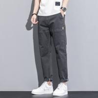 China Daily Mid Waist Grey Khaki mens pants wholesale Solid Color Youth Trend Custom (P376) for sale