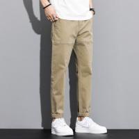 China Daily Mid Waist Grey Khaki mens pants wholesale Solid Color Youth Trend Custom (P376) for sale