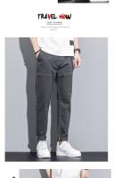 China Daily Mid Waist Grey Khaki mens pants wholesale Solid Color Youth Trend Custom (P376) for sale