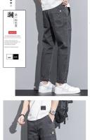 China Daily Mid Waist Grey Khaki mens pants wholesale Solid Color Youth Trend Custom (P376) for sale