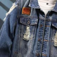 China Blue Blue Fabric Hem Long Sleeve french workwear jacket wholesale Polyester 19% Single Breasted Custom (JK5102) for sale